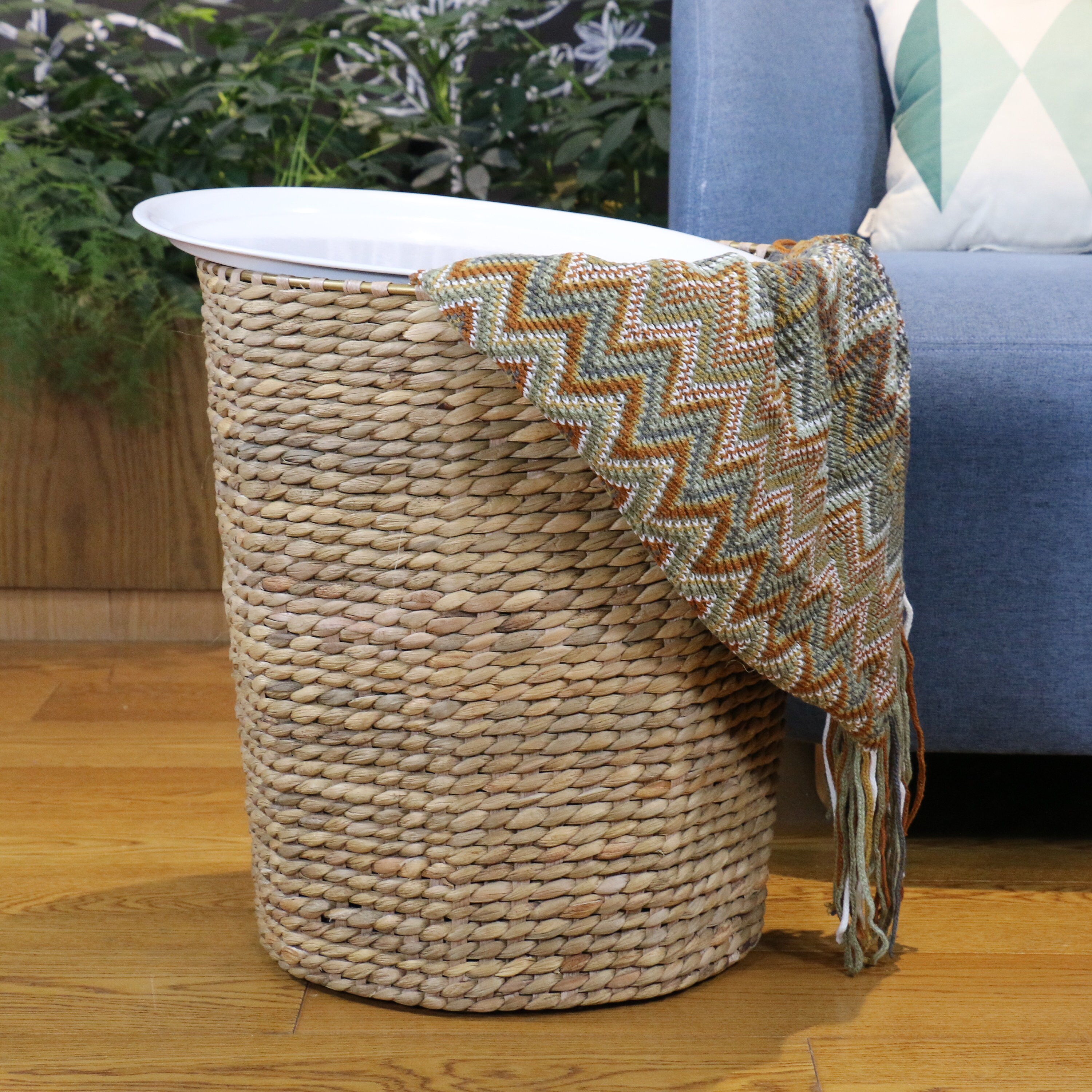 Chic Round Storage Side Table Round Water Hyacinth Coffee - Etsy UK