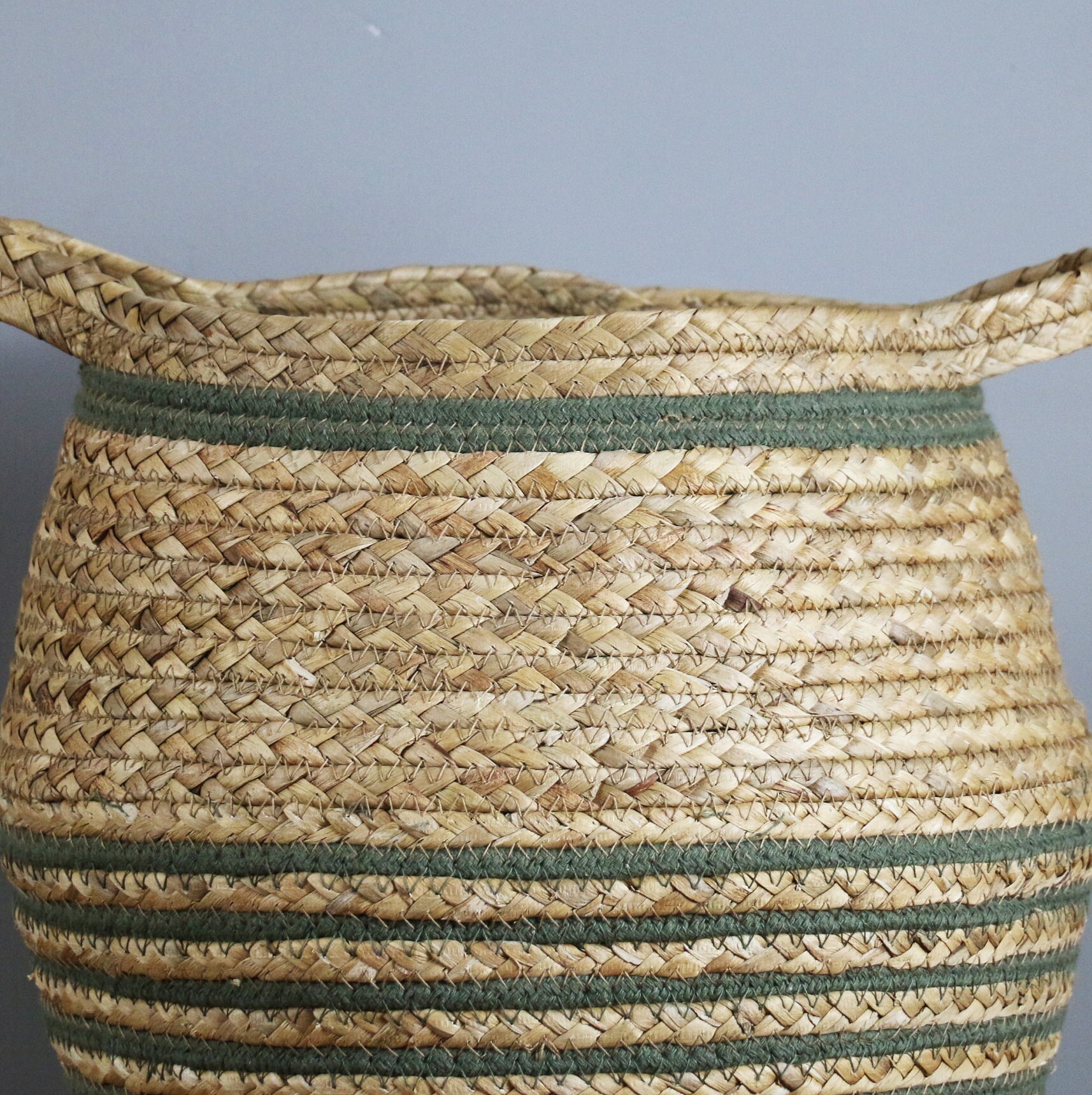 Chic hand-woven natural straw basket with handles foldable | Etsy