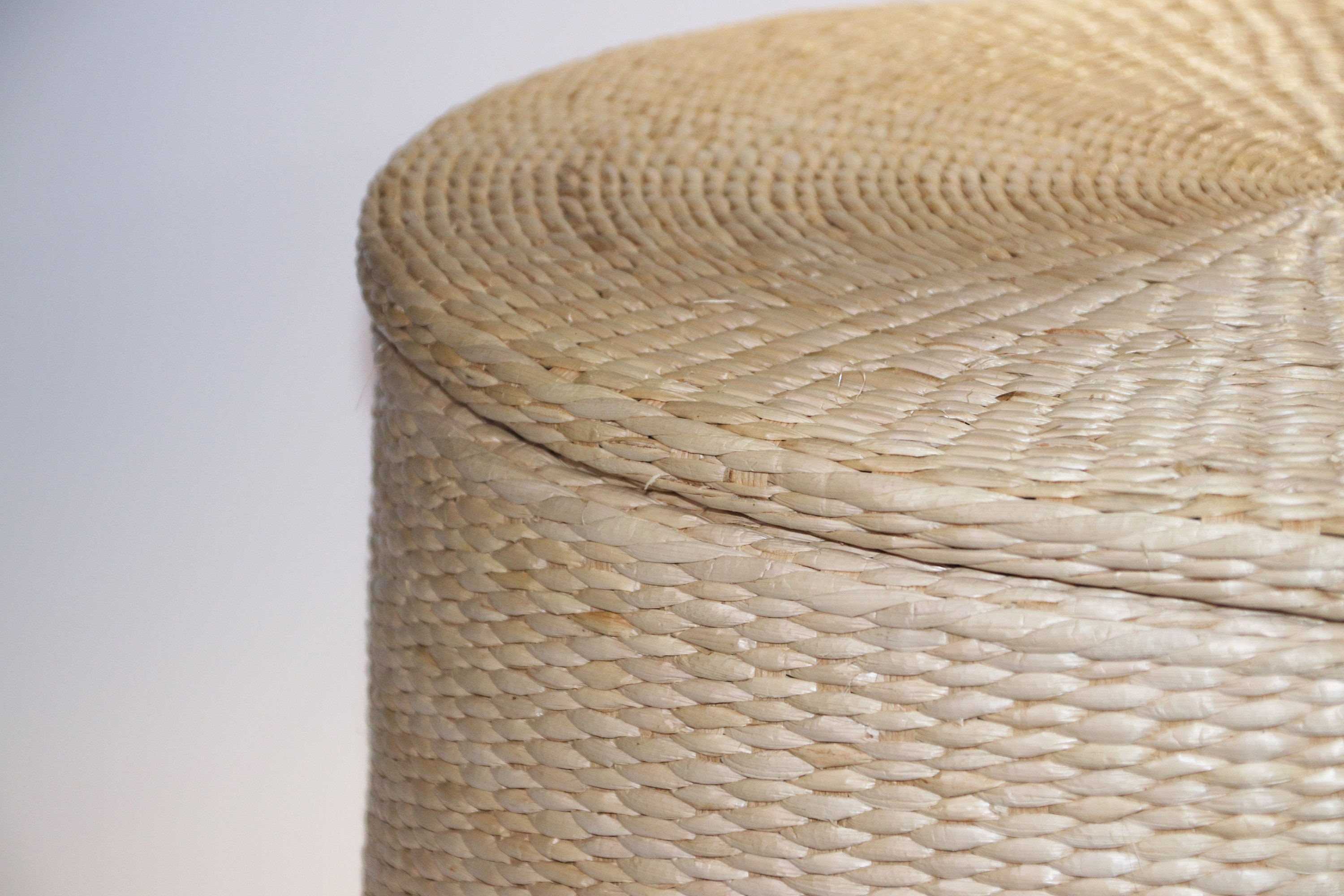 Round storage coffee table/straw tea table/beige dinning | Etsy