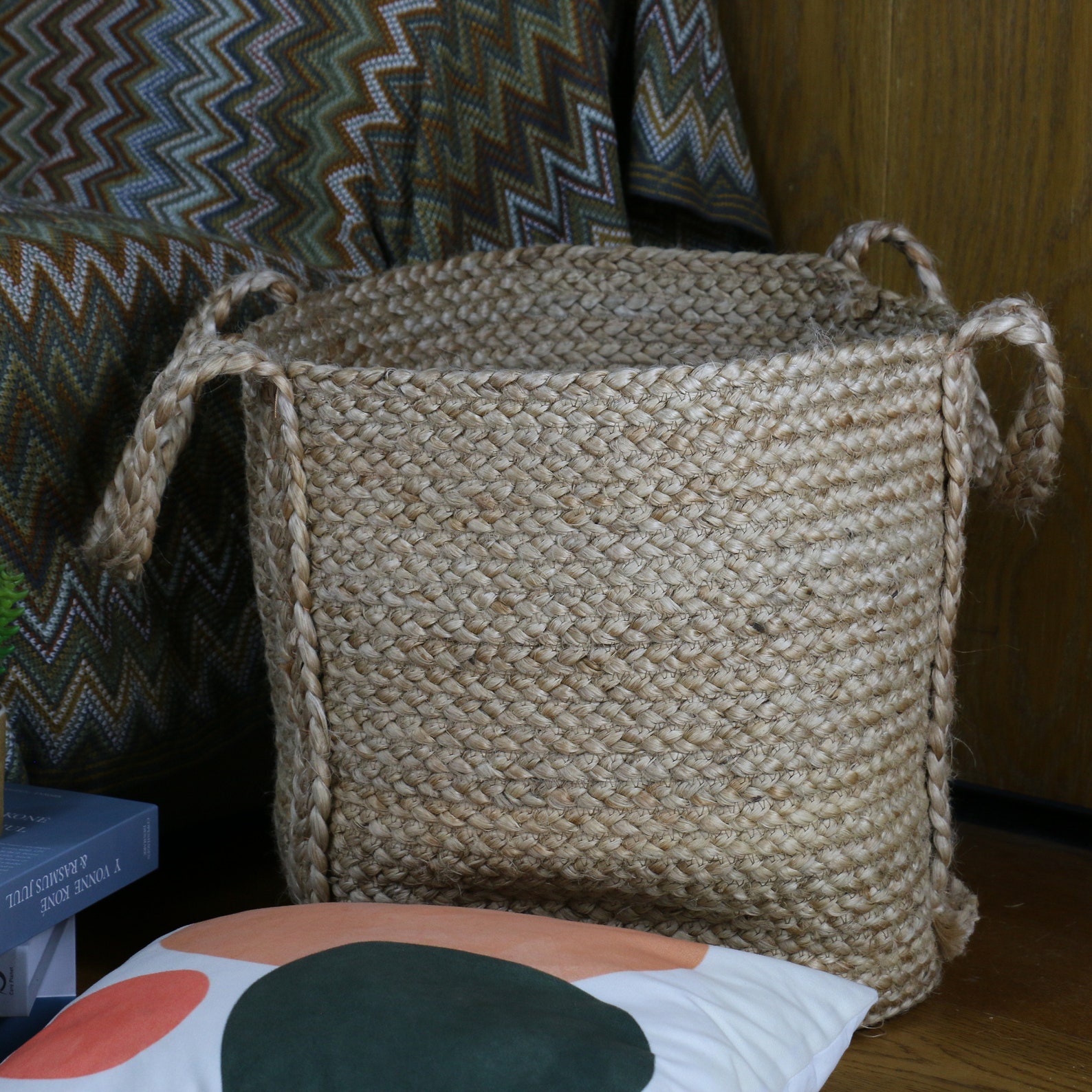 Large Strong Jute Baskets With Two Handles Round Laundry - Etsy