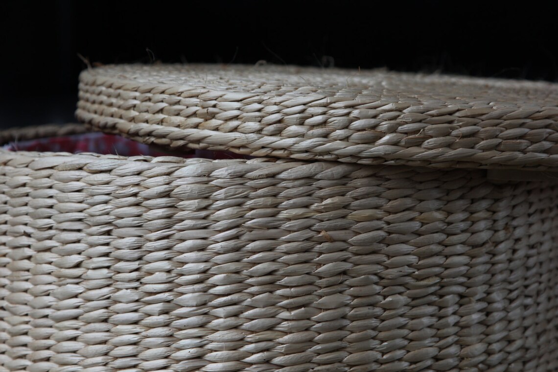 Handwoven round laundry hamper storage basket straw basket | Etsy