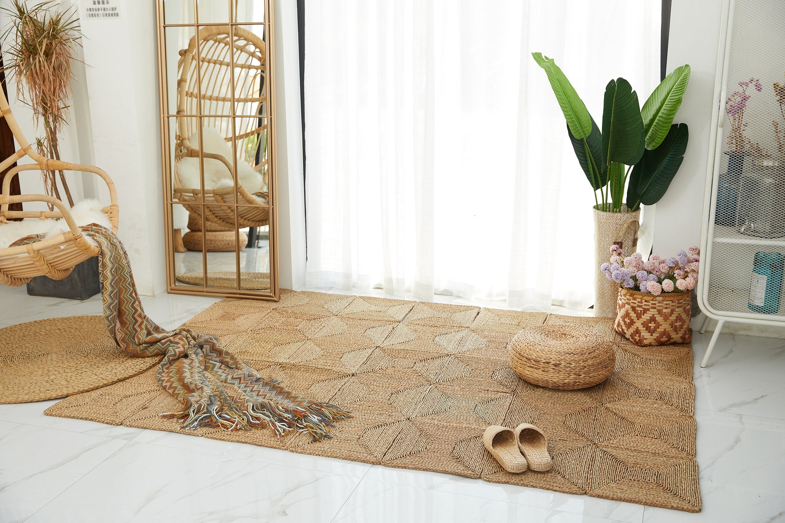 Custom brown seagrass rug straw floor mats handmade bedroom | Etsy