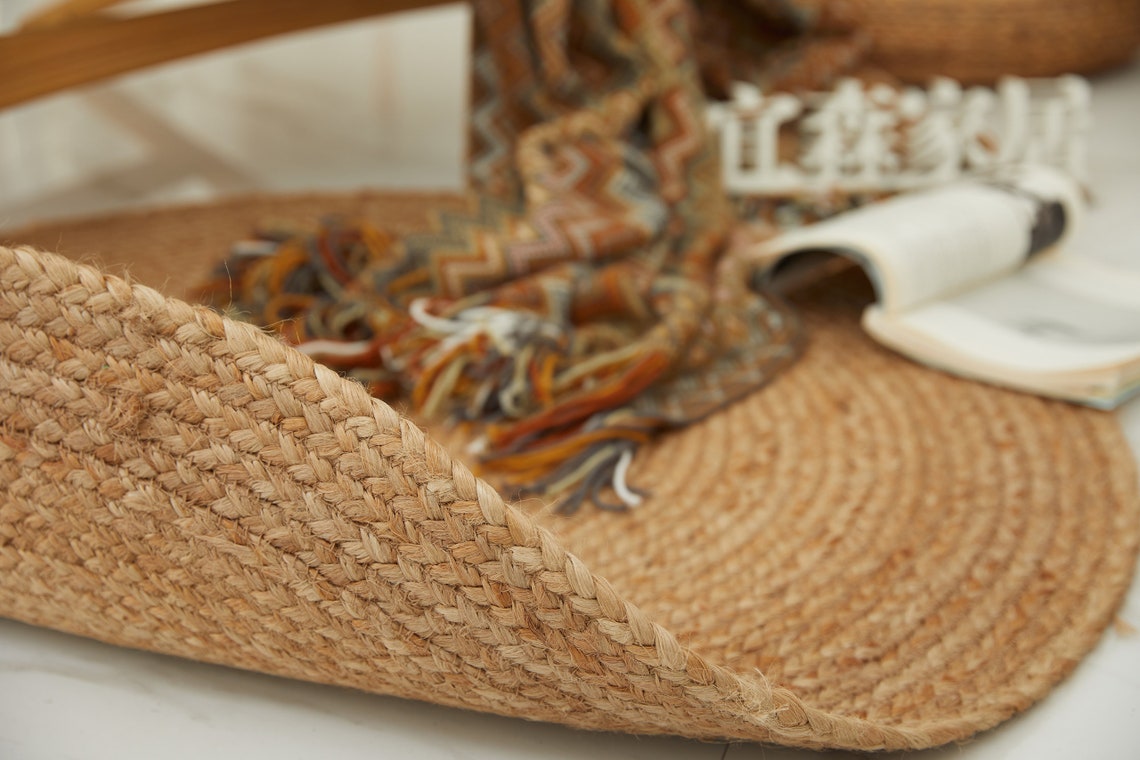 CUSTOM Round Brown Woven Jute Rug Straw Floor Mats Rugs - Etsy