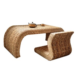 Table ONLY: Long Simple Handmade Brown Banana Leaf Coffee Table Straw ...