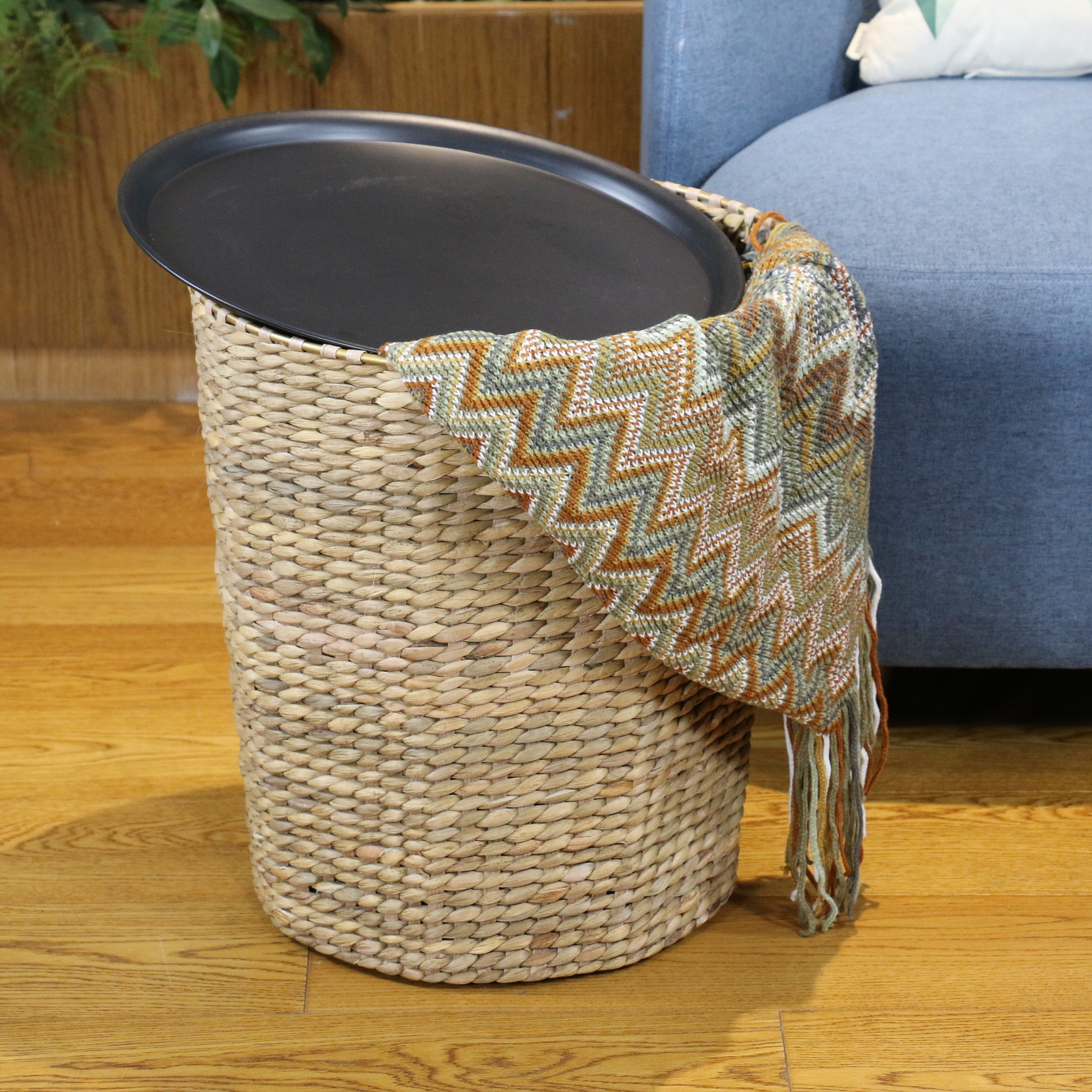 Chic Round Storage Side Table Round Water Hyacinth Coffee - Etsy UK