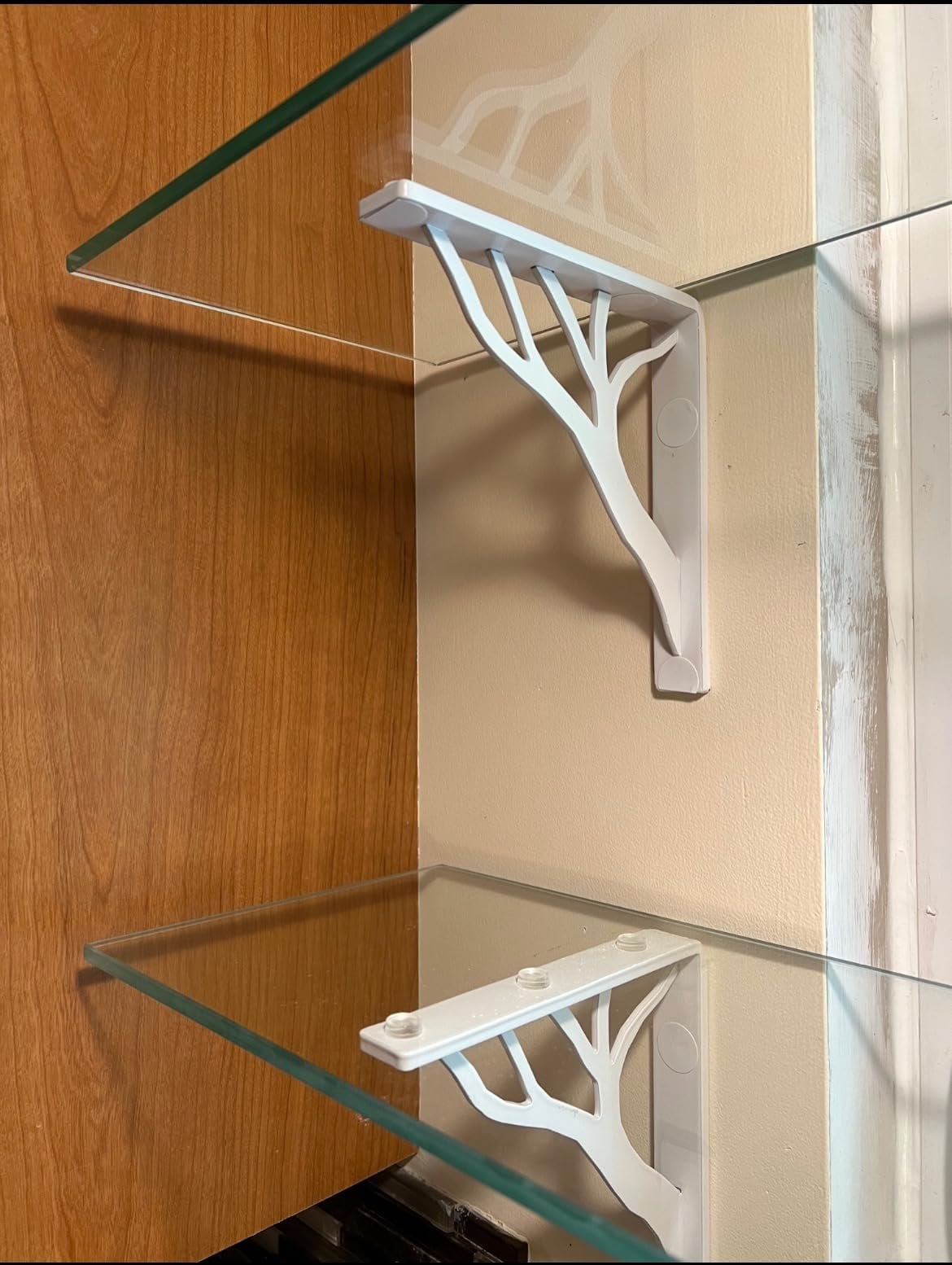 Heavy Duty White Metal Tree Branch Shelf Bracket, Rustic Steel Shelf ...