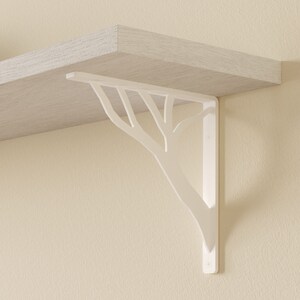 Heavy Duty White Metal Tree Branch Shelf Bracket, Rustic Steel Shelf ...
