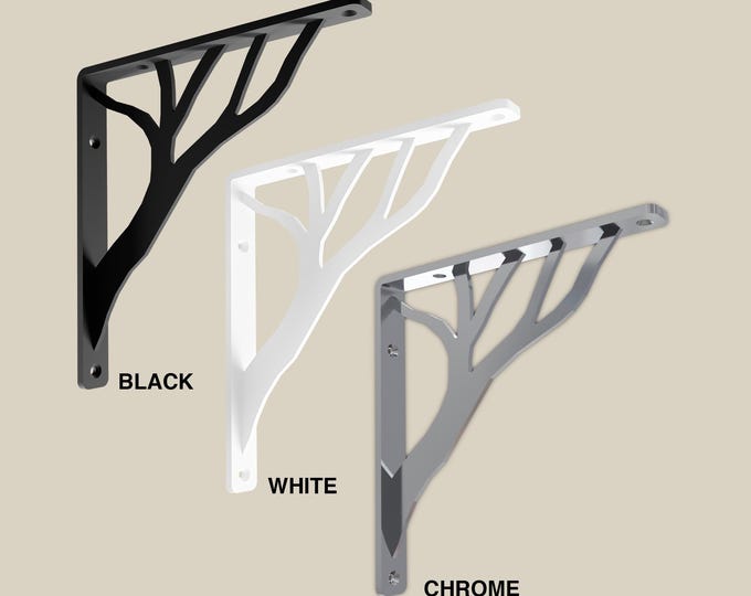 Metal Shelf Brackets, Tree Branch Brackets, Farmhouse Shelf Bracket ...