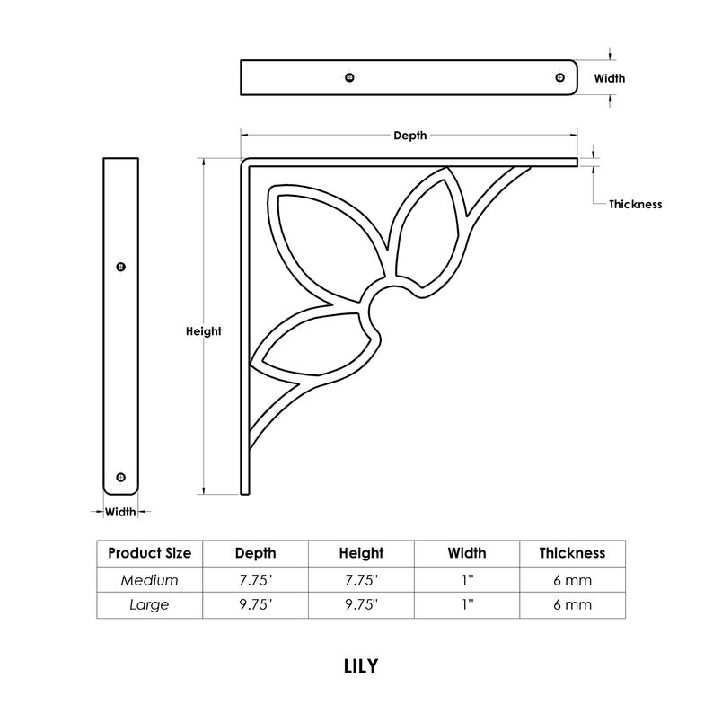 Decorative Metal Flower Shelving Bracket, Black Steel Heavy Duty ...