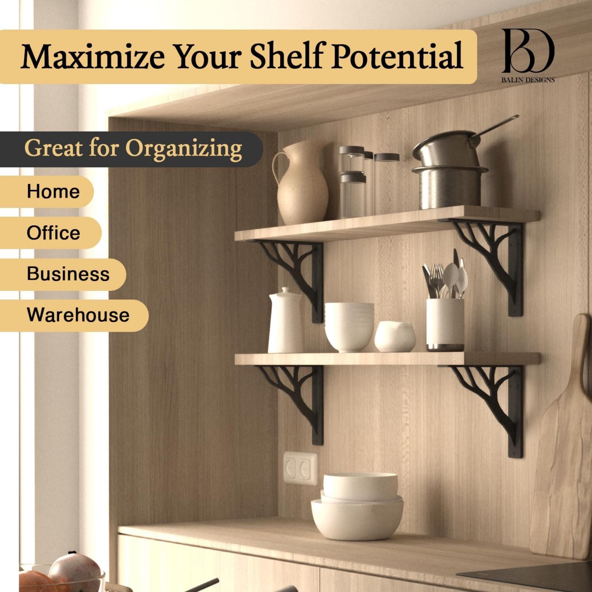 Heavy Duty Tree Branch Shelf Bracket Decorative Metal Shelf Bracket ...