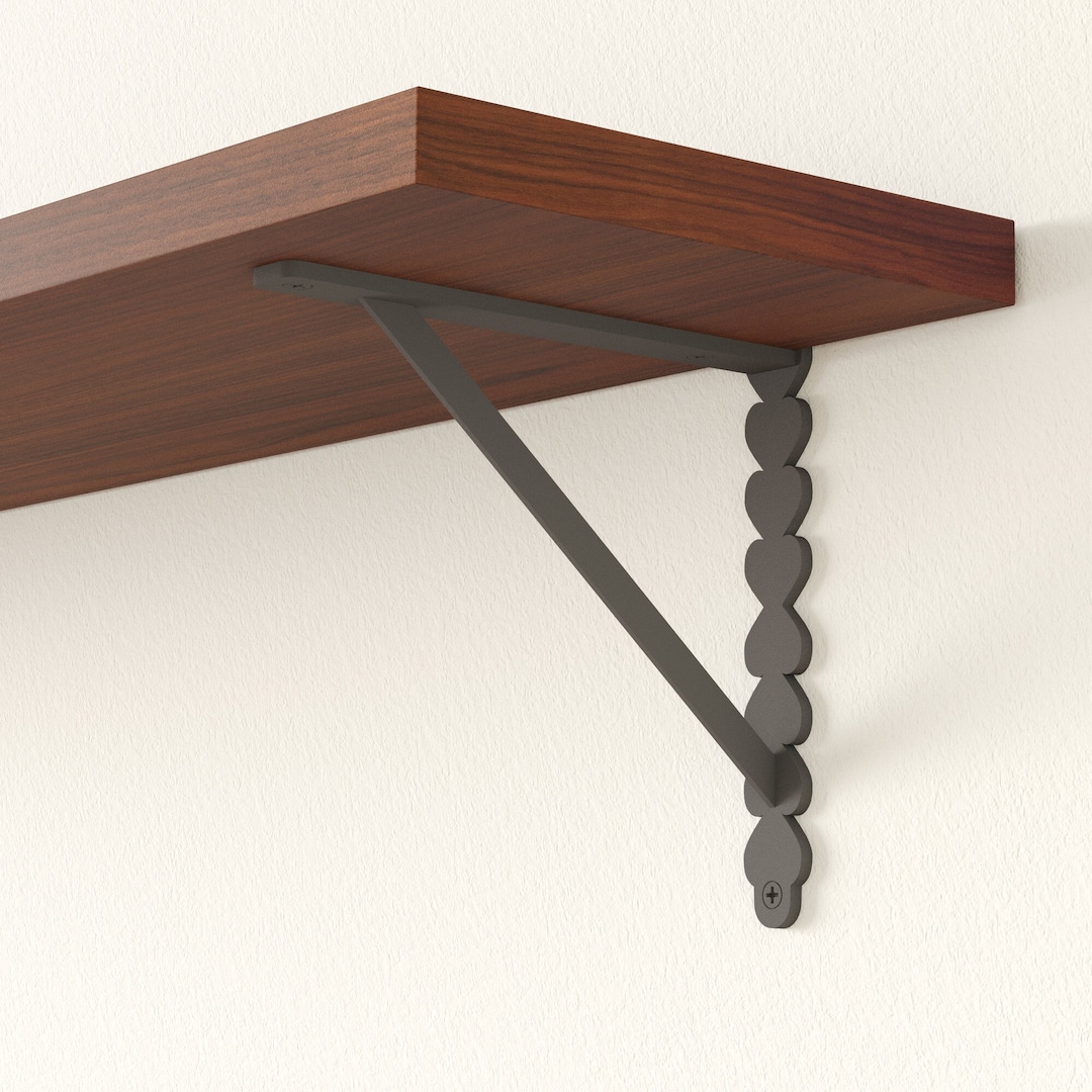 Decorative Floating Shelf Bracket, Heavy Duty Black Metal Rustic Shelf ...