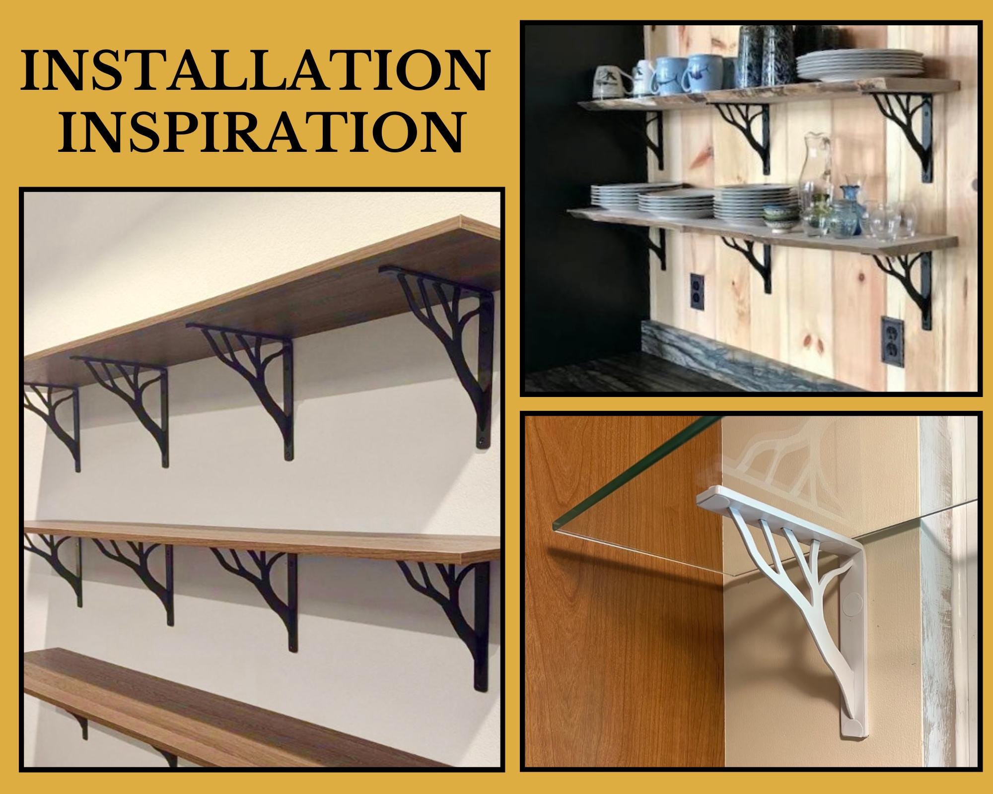 Chrome Branch Tree Shelf Bracket Steel, Heavy Duty Chrome Floating ...