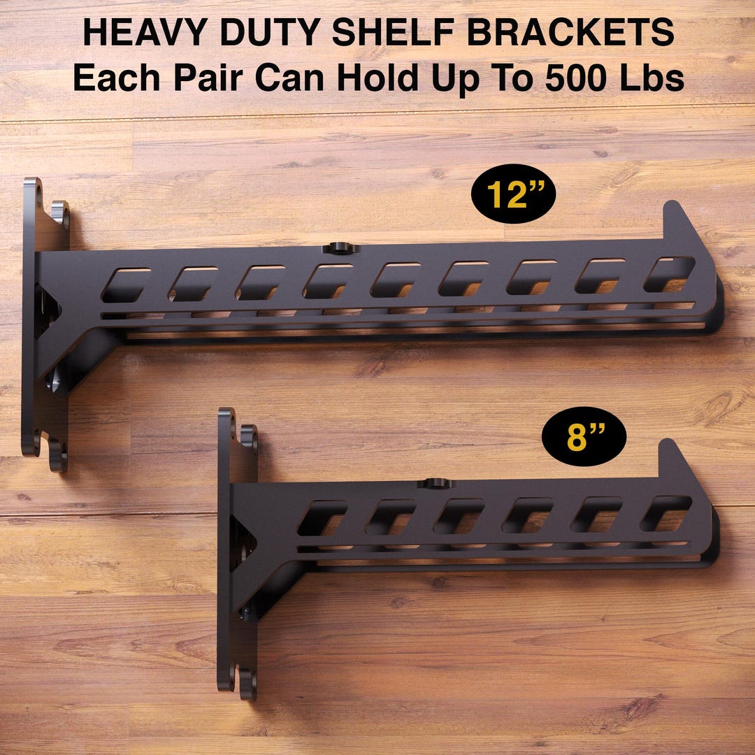 Black Metal Utility Shelf Brackets, Heavy Duty Industrial Shelf Bracket ...