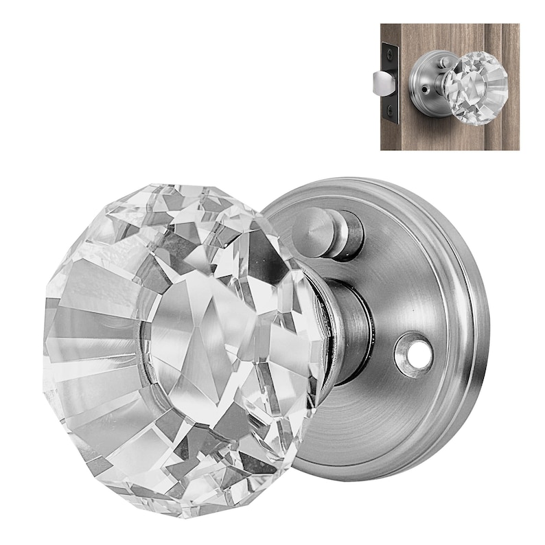 Crystal Door Knob Set With Pure Crystal Glass Knobs, Clear, Solid Matte ...