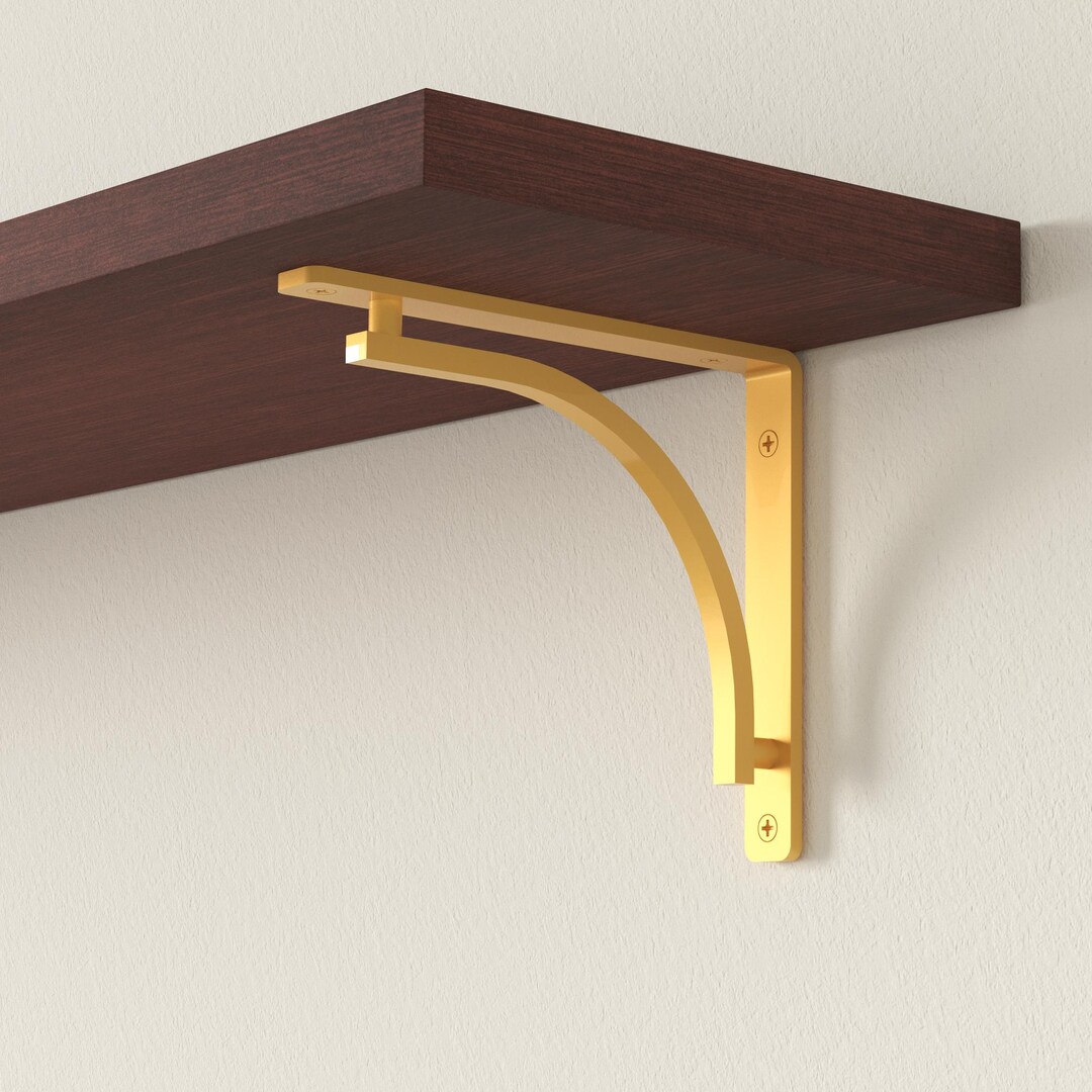 Gold Metal Shelf Bracket, Wall Mounted Floating Shelf Bracket, Brass ...