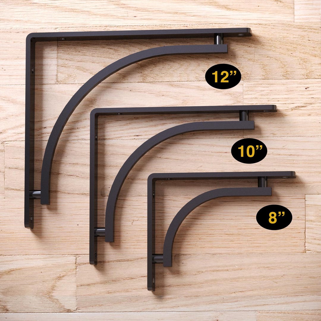 Black Metal Shelf Bracket, Wall Mounted Floating Shelf Bracket ...