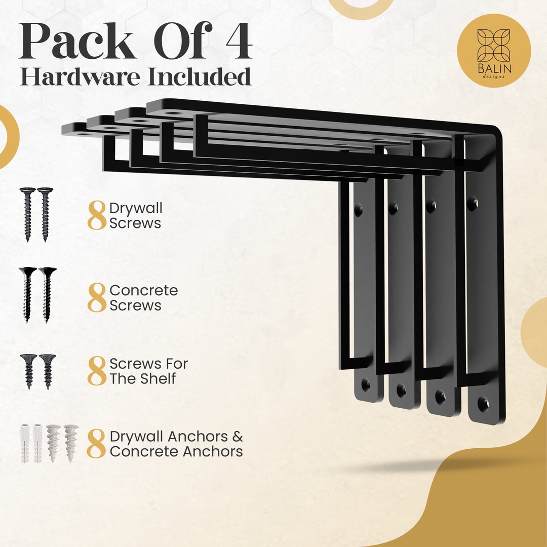 L Brackets Set of 4, Industrial Brackets, Heavy Duty Shelf Bracket ...