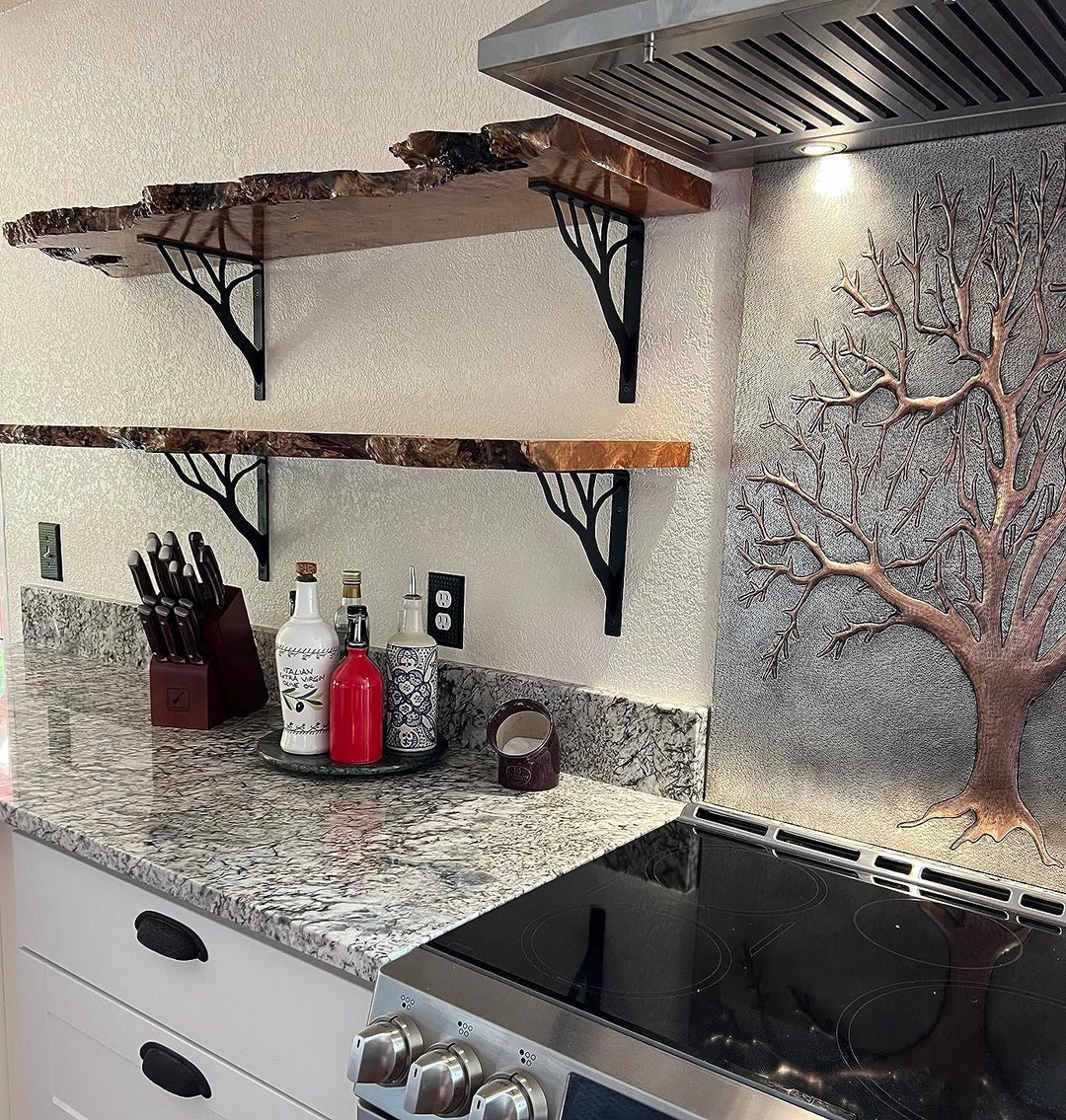 Decorative Heavy Duty Iron Metal Float Shelf Brackets, Black, Rustic ...