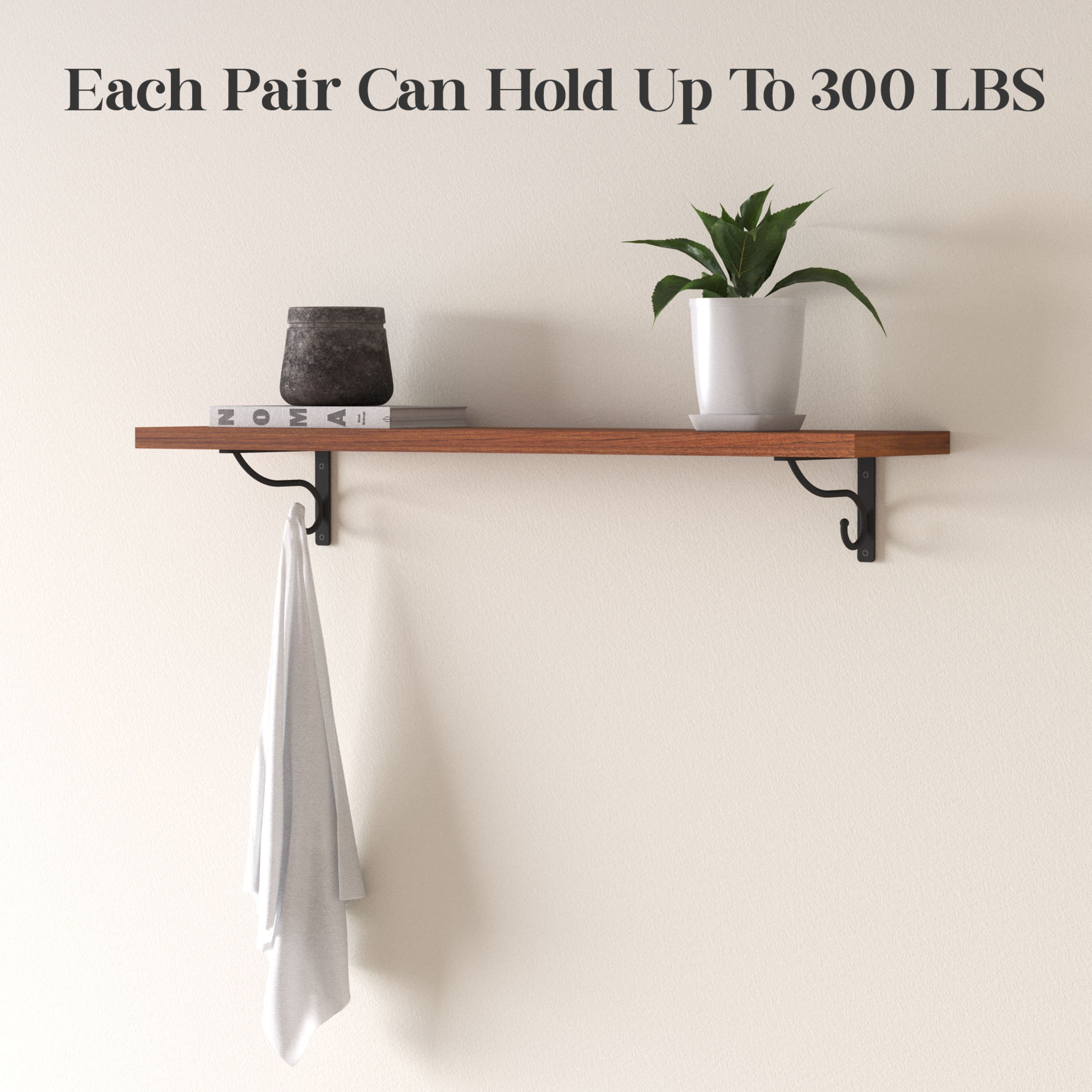 Heavy Duty Metal Shelf Brackets for Hanging, Black Steel Brackets With ...