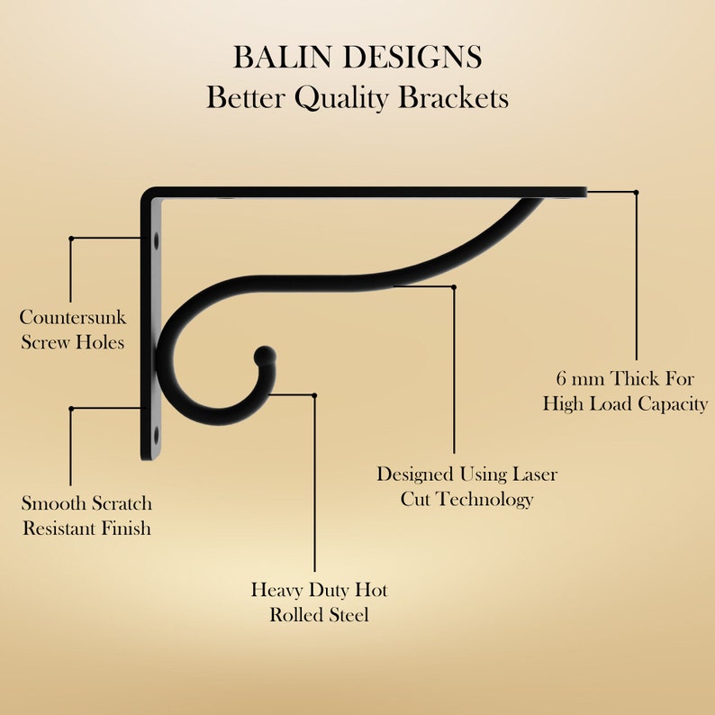 Heavy Duty Metal Shelf Brackets for Hanging, Black Steel Brackets With ...