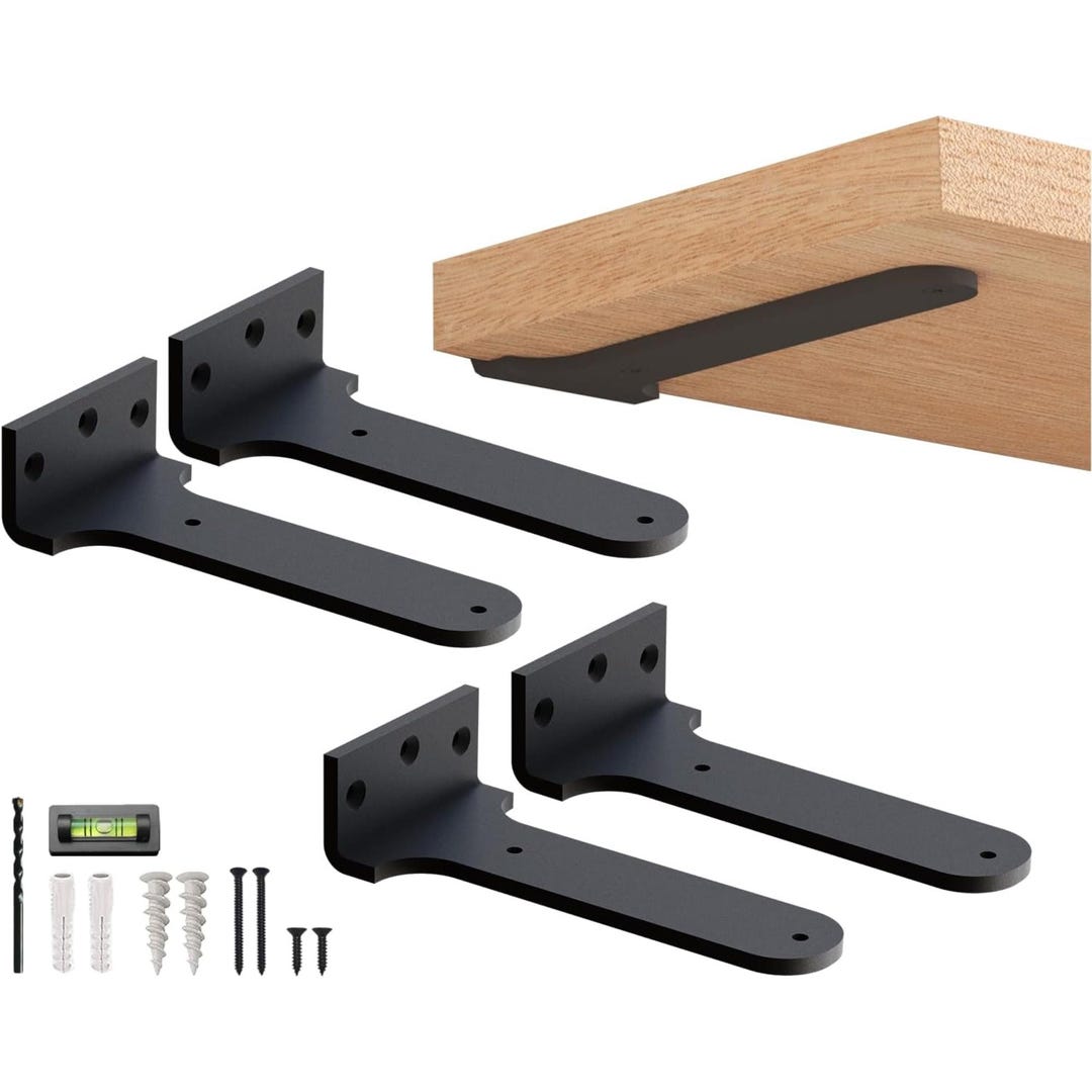 Hidden Float Shelf Bracket Black, Heavy Duty L Shelf Bracket, Floating ...