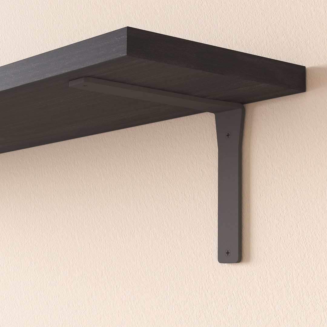 Heavy Duty Black Metal Shelf Bracket, Minimalist Steel Rustic Floating ...