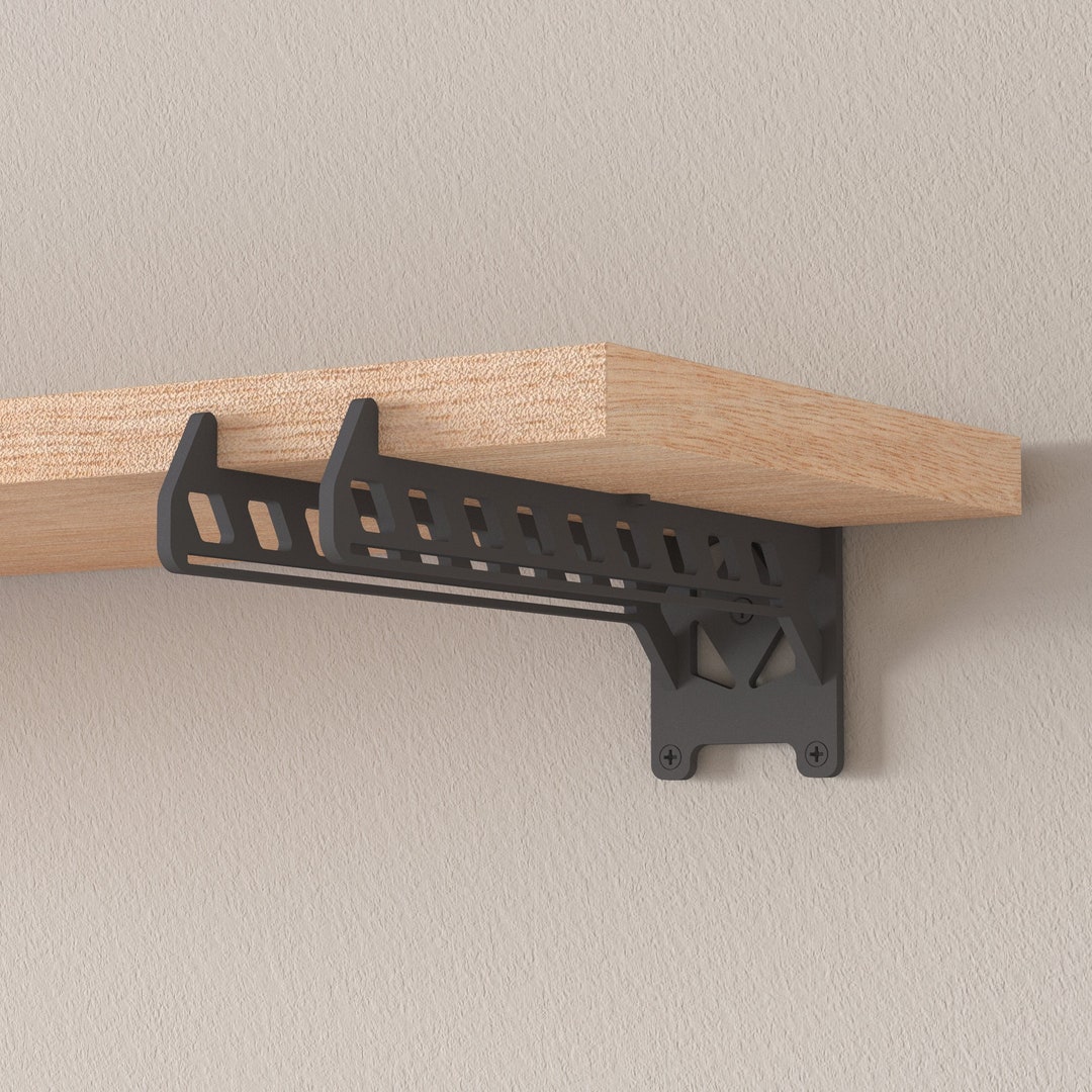 Black Utility Shelf Bracket With Keyholes, Industrial Wall Mount ...