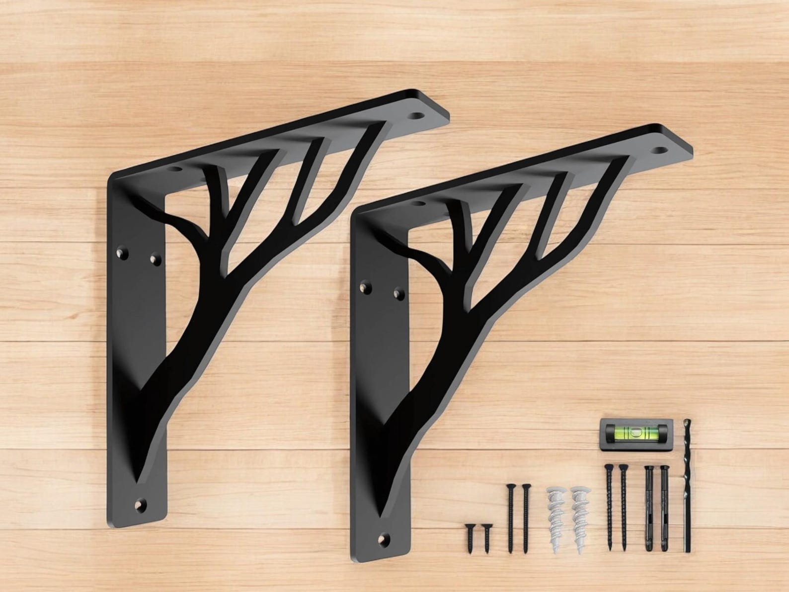 Heavy Duty Tree Branch Shelf Bracket Decorative Metal Shelf Bracket ...