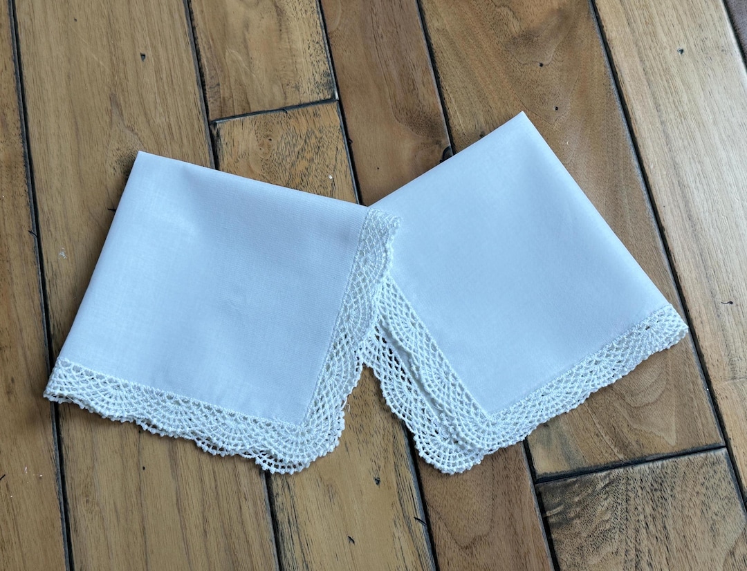 2 White Lace Handkerchiefs, Blank White Wedding Handkerchief for ...