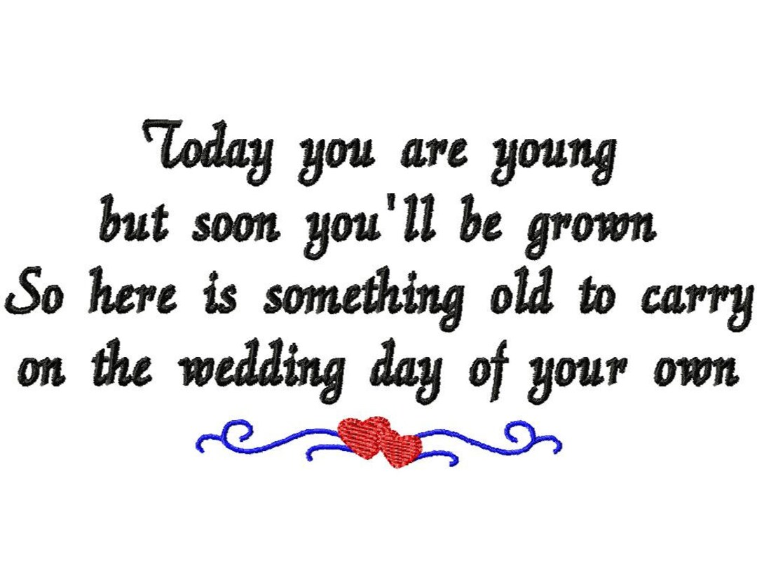 Wedding Poem Flower Girl Handkerchief Embroidery Pattern. Bride ...