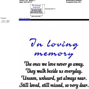 In Loving Memory Embroidery Design,memorial Embroidery Pattern the Ones ...