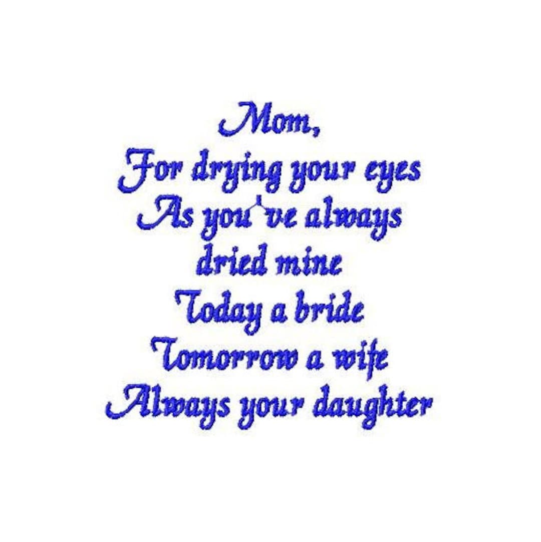 Wedding Poem Mother of the Bride, Mom Digitized Poem. Handkerchief ...