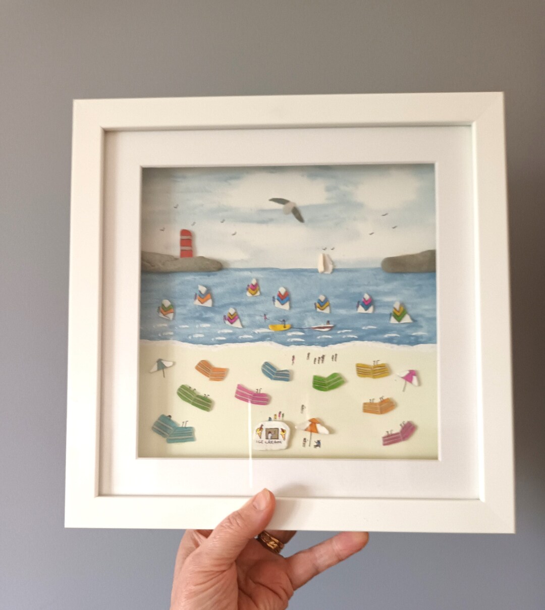 Beachcombed Art, Coastal Wall Decor, Cornish Beach Scene, Made in ...