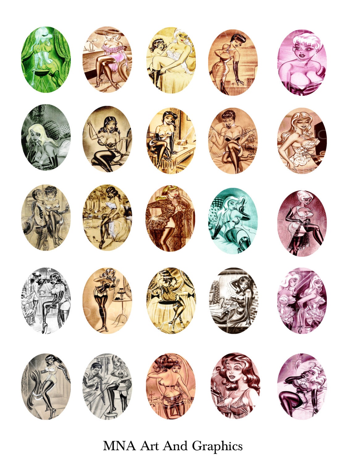 Bill Ward Pin Up Digital Collage Sheets 30mm printable | Etsy