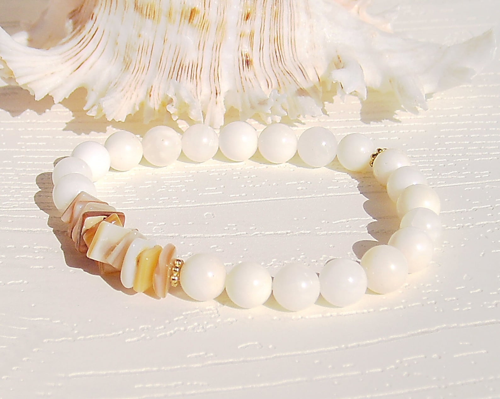 Shell Jewelry Bracelet - White Shell Bracelet- Beach Bracelets - Beach ...