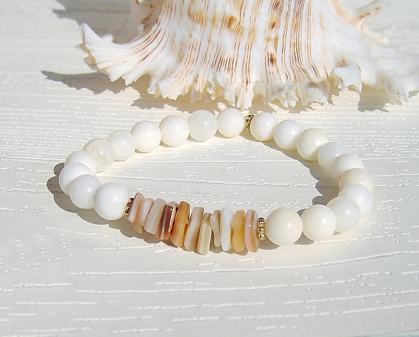 Shell Jewelry Bracelet - White Shell Bracelet- Beach Bracelets - Beach ...