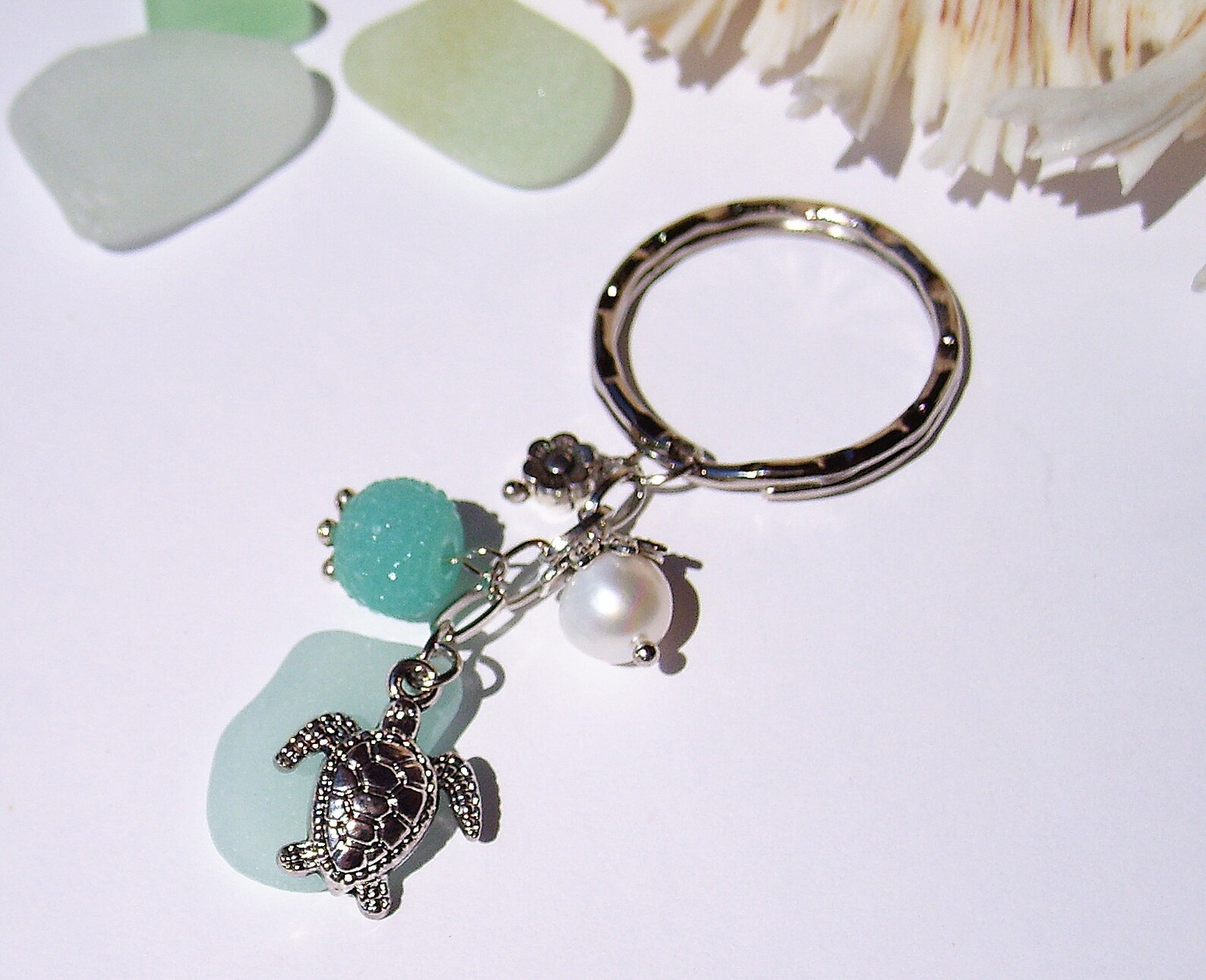 Sea Glass Keychain Beach Keychain Car Accessories Seaglass - Etsy