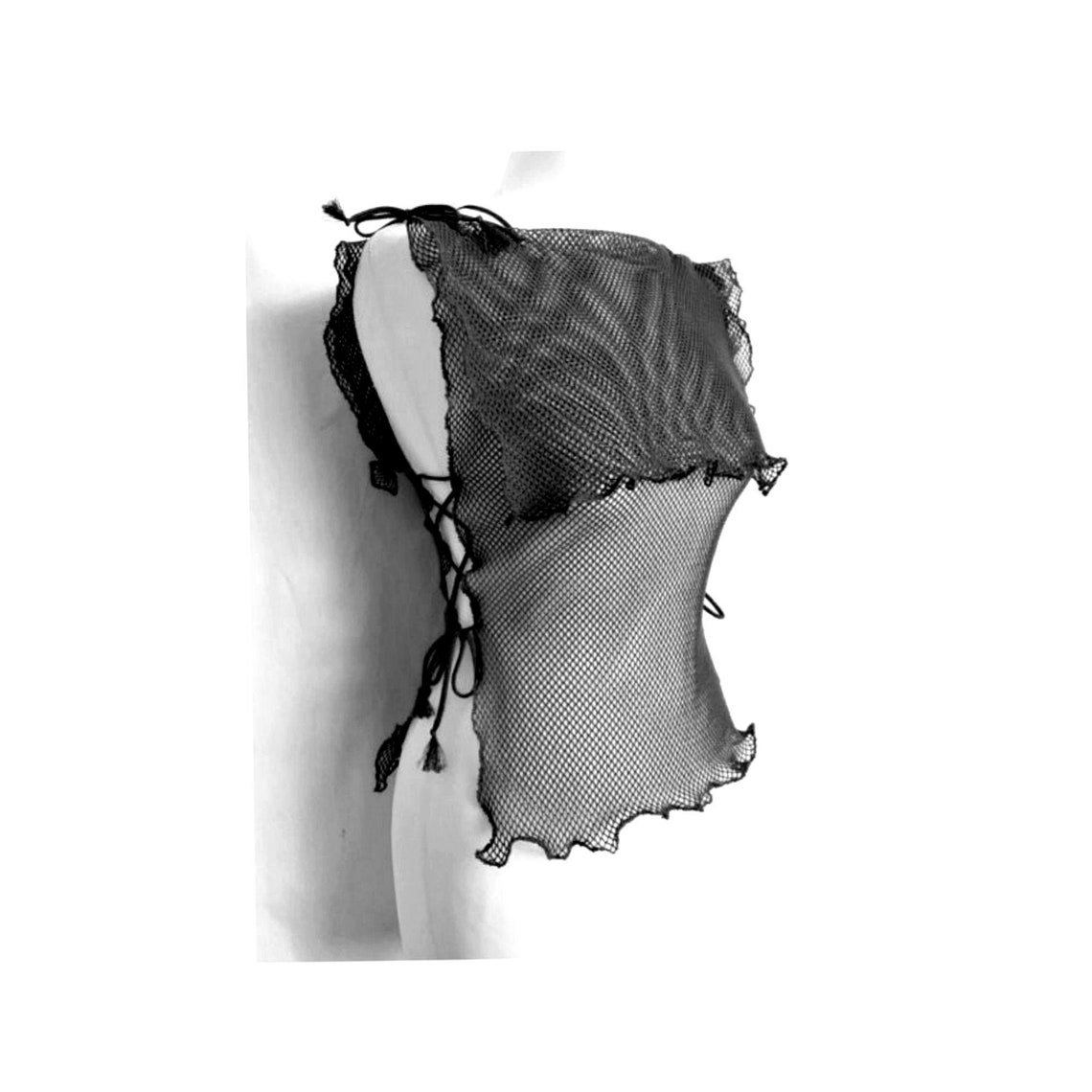 Fishnet Tube Shirt Black Gothic Mesh Top Womens Seethru Club - Etsy