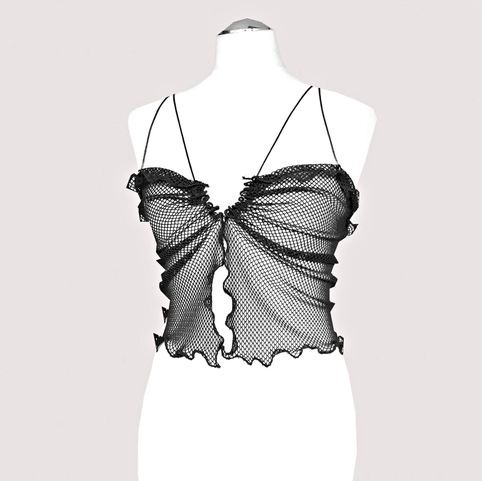 Sheer Crop Top Seethrough Ruched Mesh Clothing Womens Open Goth Outfit ...