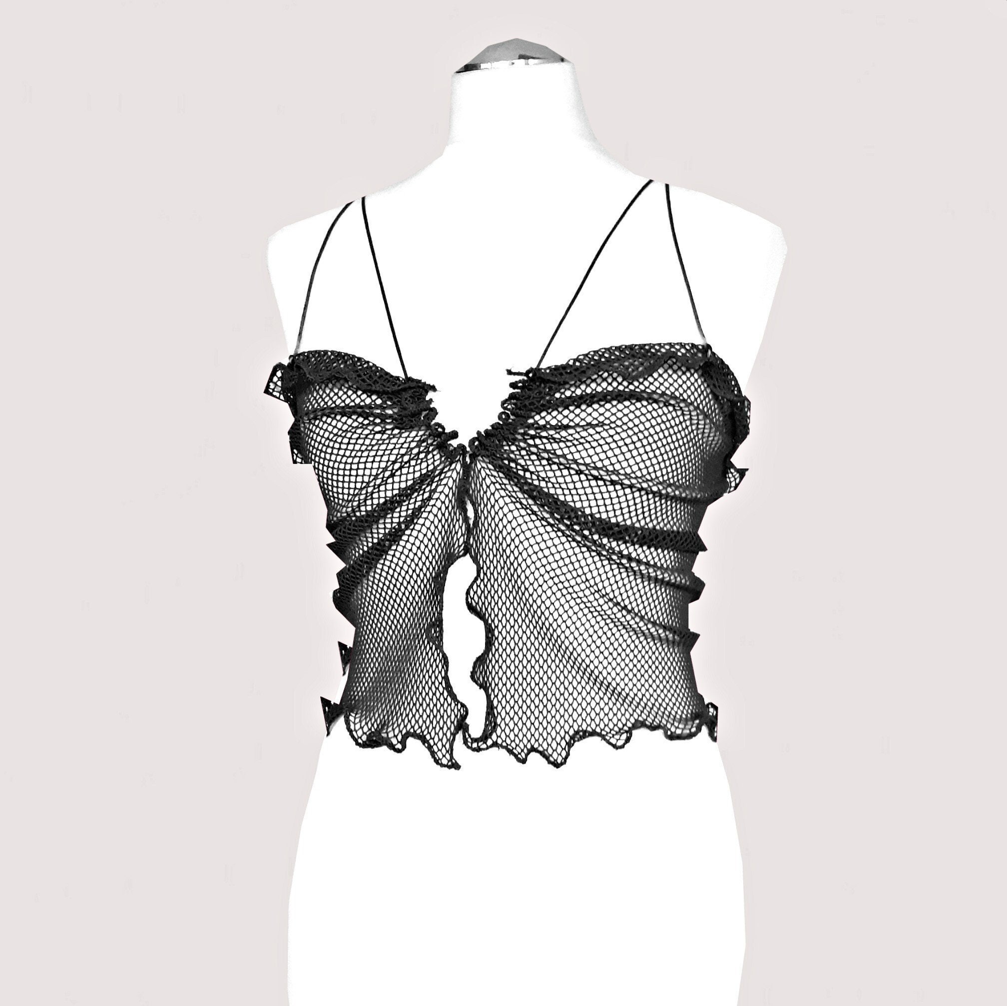 Sheer Crop Top Seethrough Ruched Mesh Clothing Womens Open Goth Outfit ...