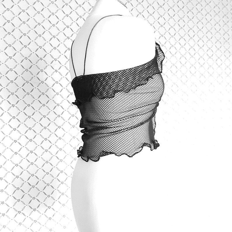 Sheer Crop Top Seethrough Ruched Mesh Clothing Womens Open - Etsy