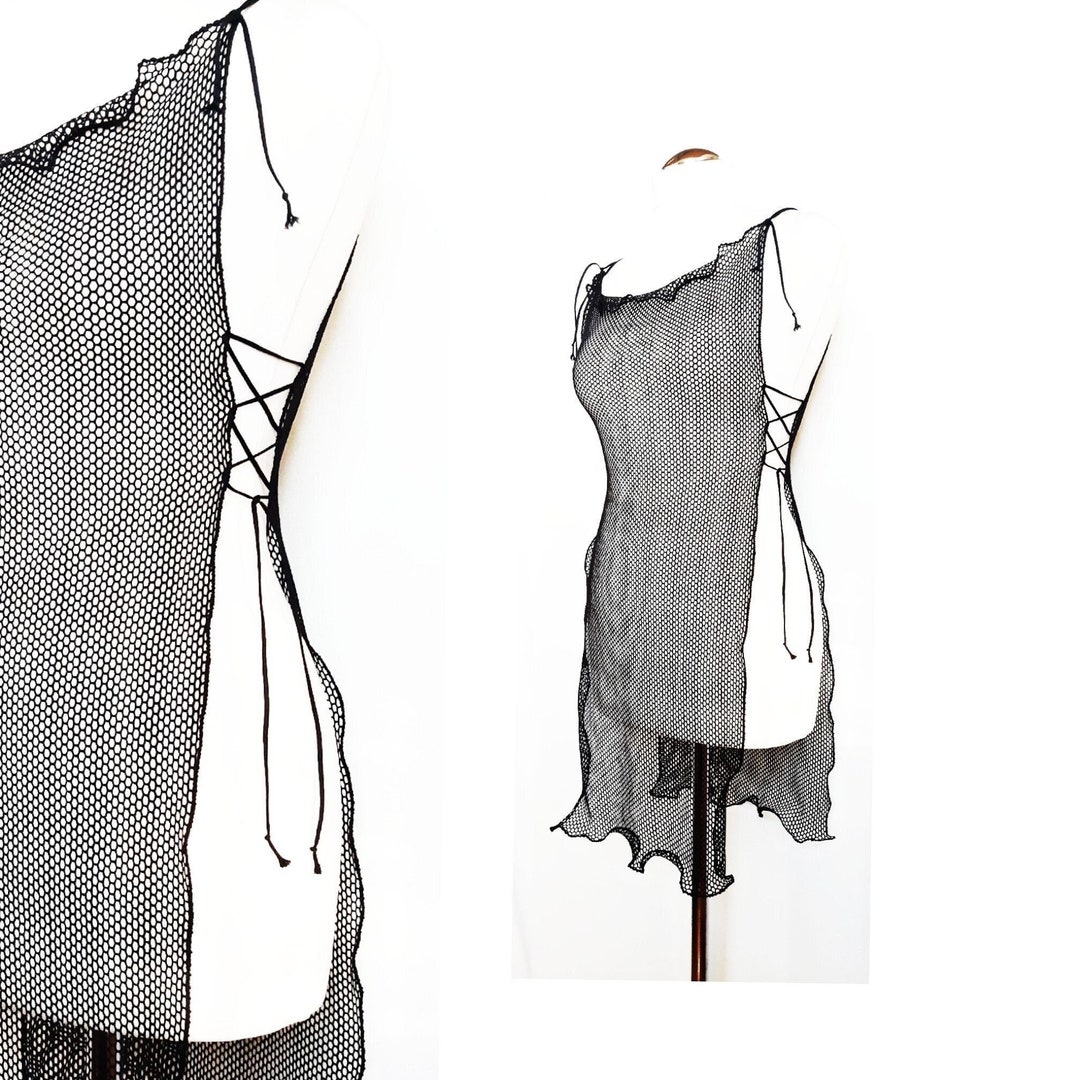 Revealing Tank Dress Fishnet Open Sides Tunik Seethru Exhibitionist ...