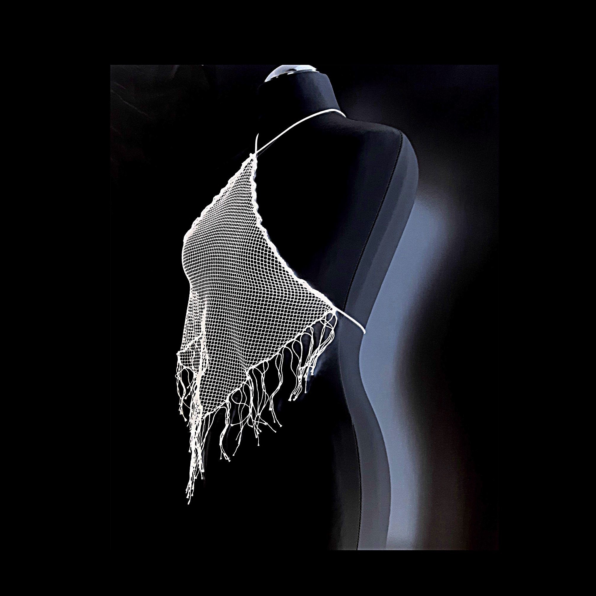 Seethrough Halter Top Tie Mesh Hotwife Clothing Micro Rave Clubbing ...