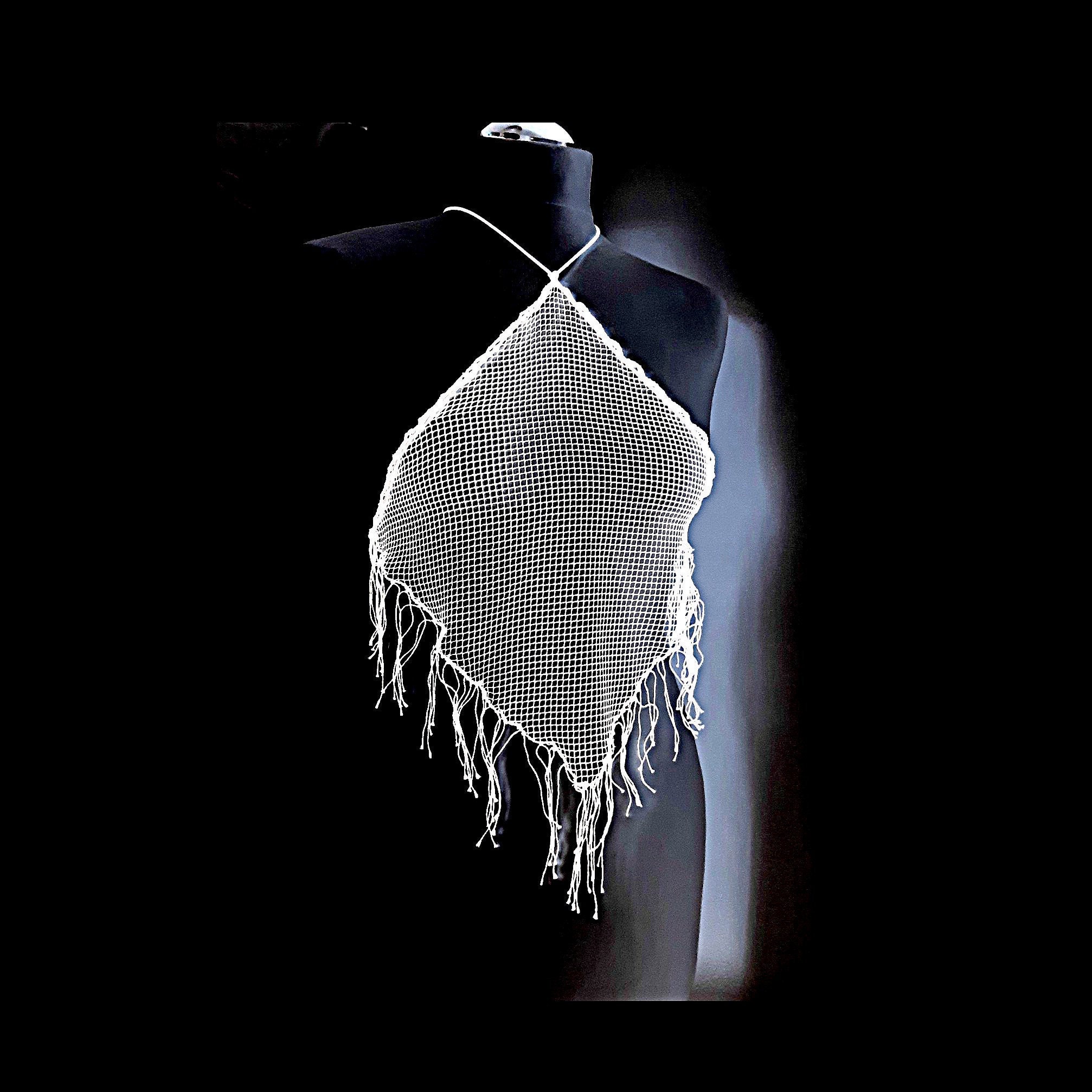 Seethrough Halter Top Tie Mesh Hotwife Clothing Micro Rave Clubbing ...