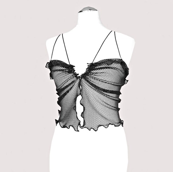 Sheer Crop Top Seethrough Ruched Mesh Clothing Womens Sexy | Etsy