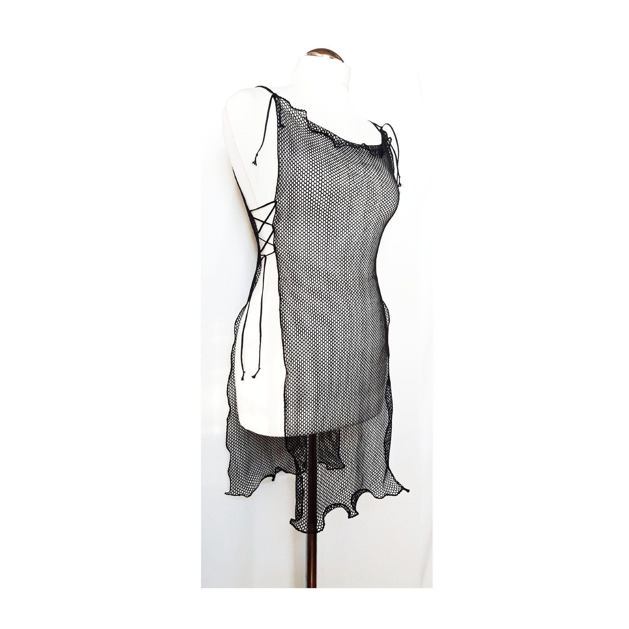 Revealing Tank Dress Fishnet Open Sides Tunik Seethru Exhibitionist ...