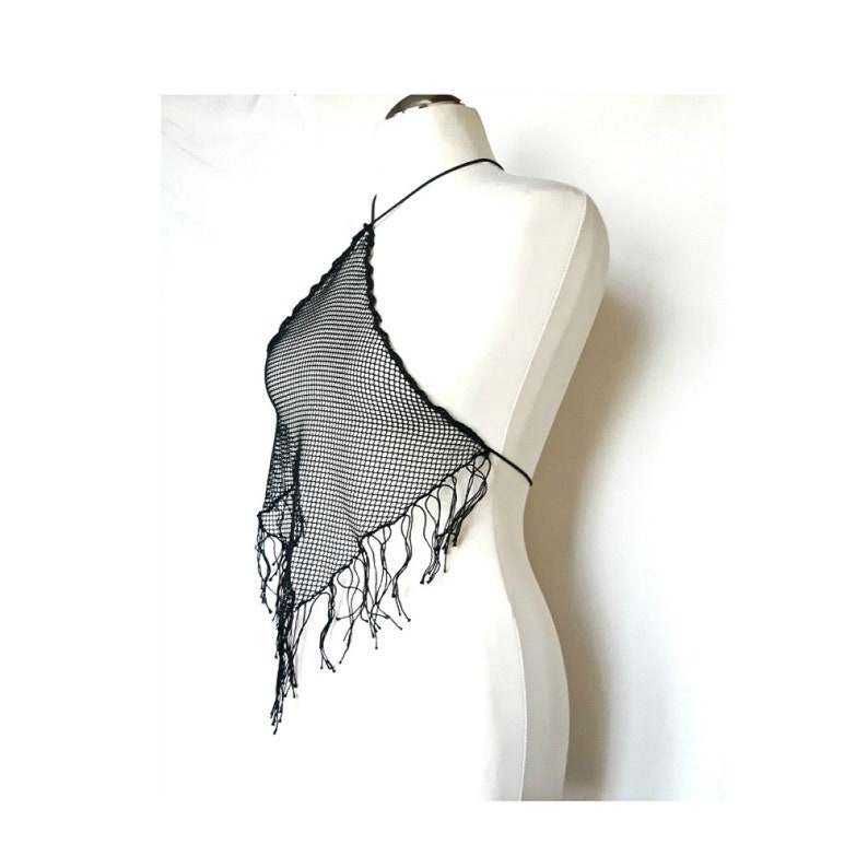 See Through Top Backless Black Mesh Club Wear Exhibitionist Open Rave ...