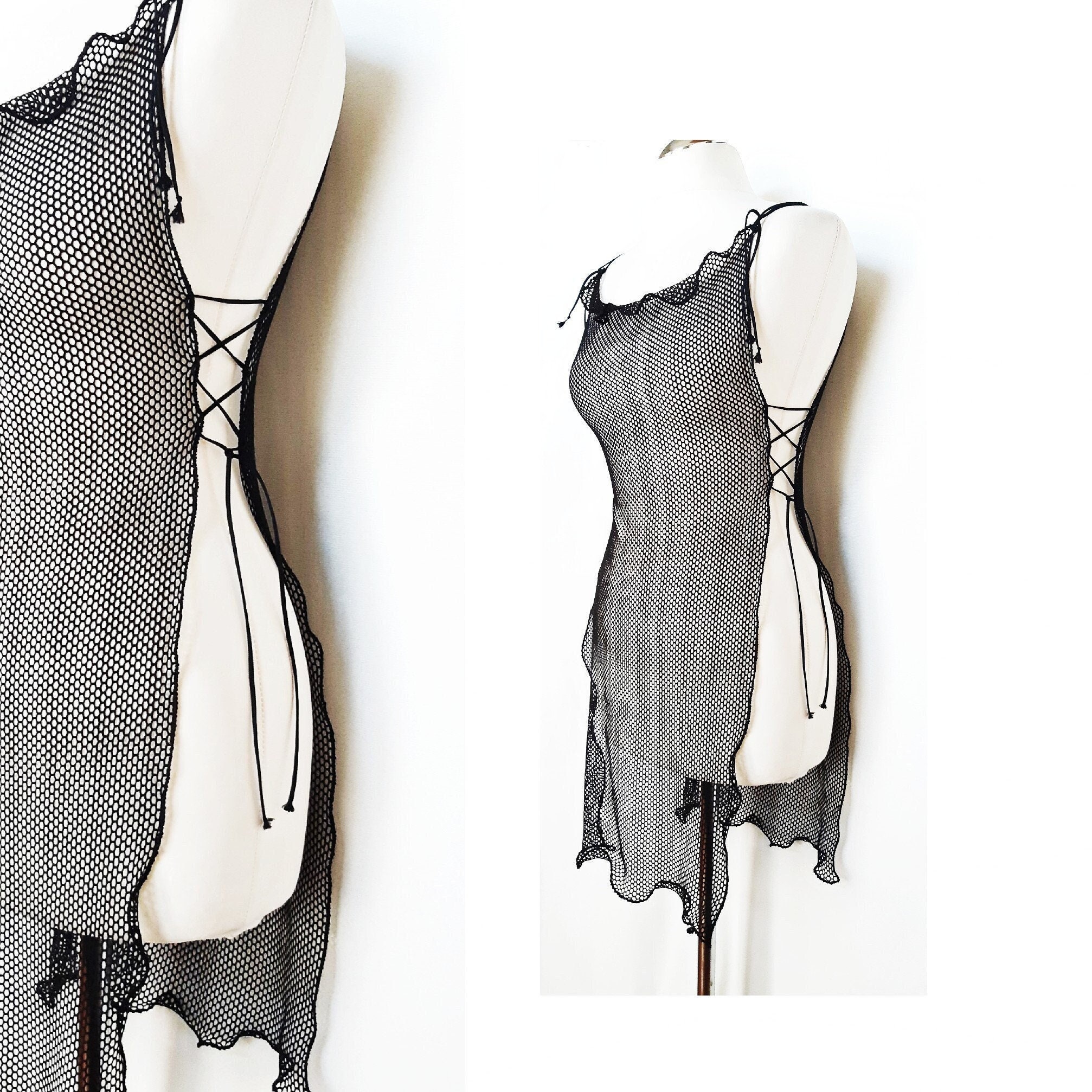 Revealing Tank Dress Fishnet Open Sides Tunik, Seethru Exhibitionist ...