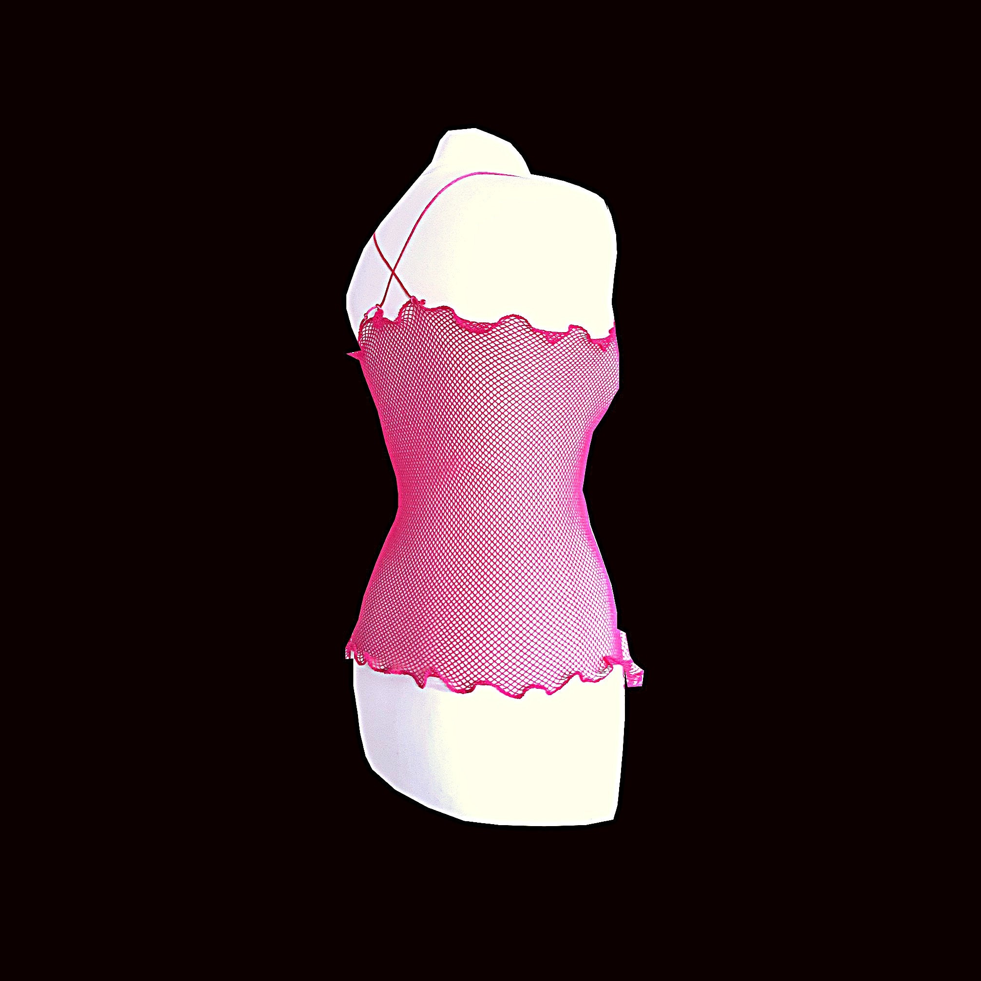 Sheer Cami Shirt Pink Lace up Mesh Lingerie Top See Thru Clothes Women ...