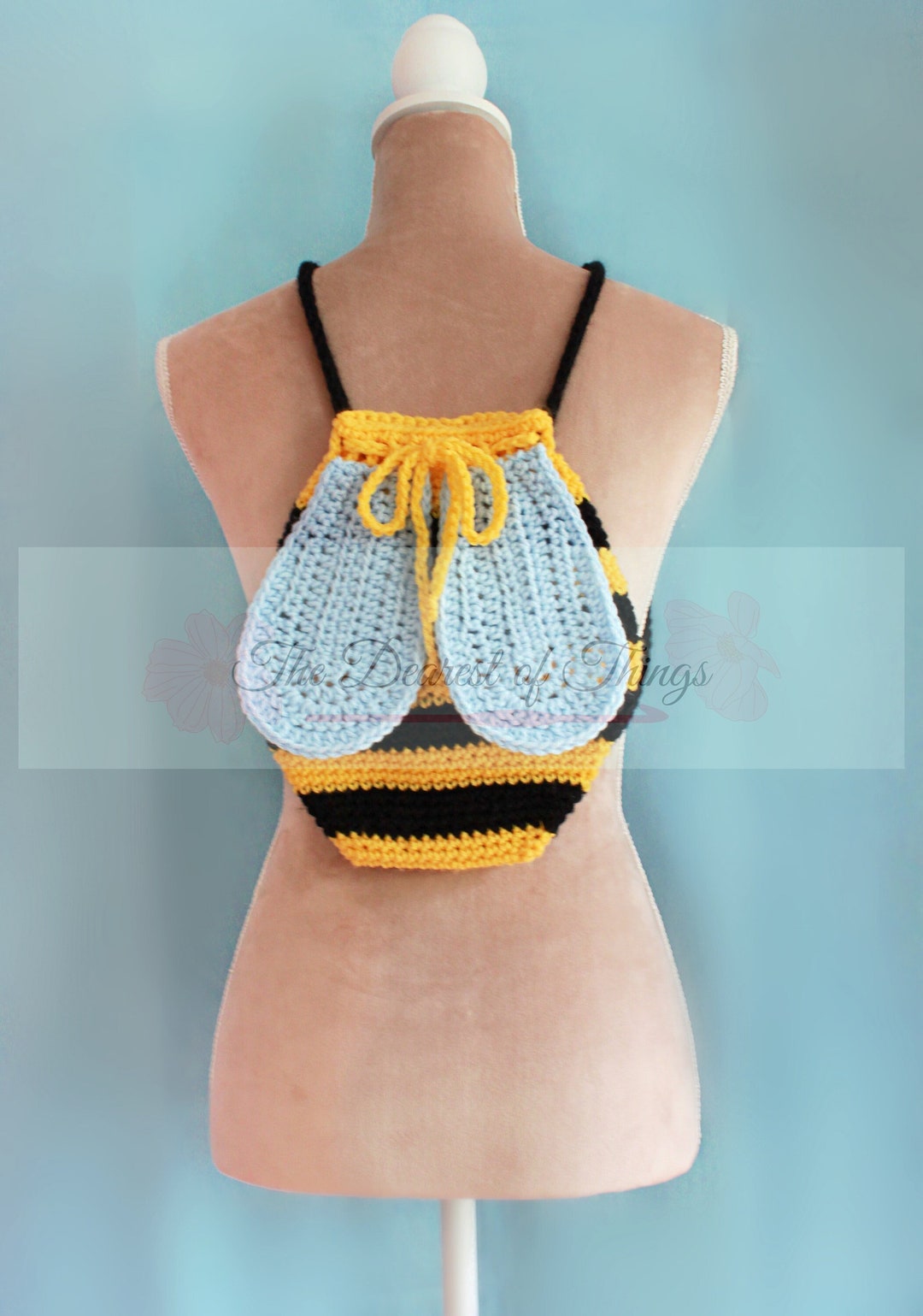 Bumble Bag - Crochet Drawstring Pouch | Bee Backpack PDF | Kawaii Shop - Etsy